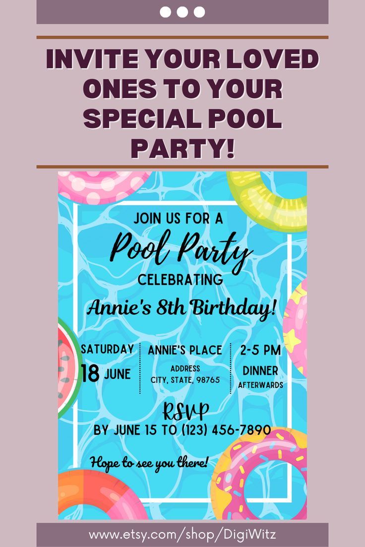 Pool Party Invitation 32nd Birthday Invite 32nd Birthday Invitation 24th Birthday Invitation Any