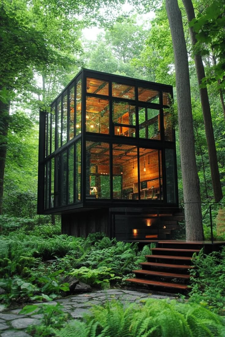 Prefab Tiny Glass Cube House In A Lush Forest Check Out All Of These Innovative And Stylish