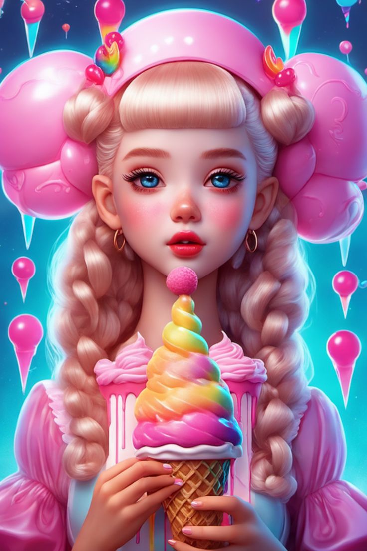 Barbie Aesthetic Ice Cream Girl Doll In 2024 Ice Cream Rainbow Aesthetic Barbie