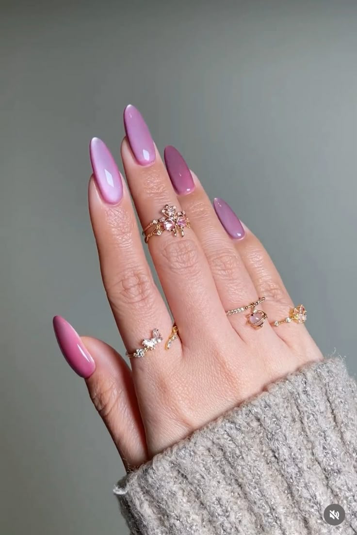 Pink Cat Eye Nails In 2024 Cat Eye Nails French Tip Acrylic Nails Chic Nails