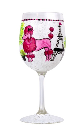 Oh La La Paris Themed Wine Glass Decoart Americana Gloss Enamels French Poodle Eiffel Tower