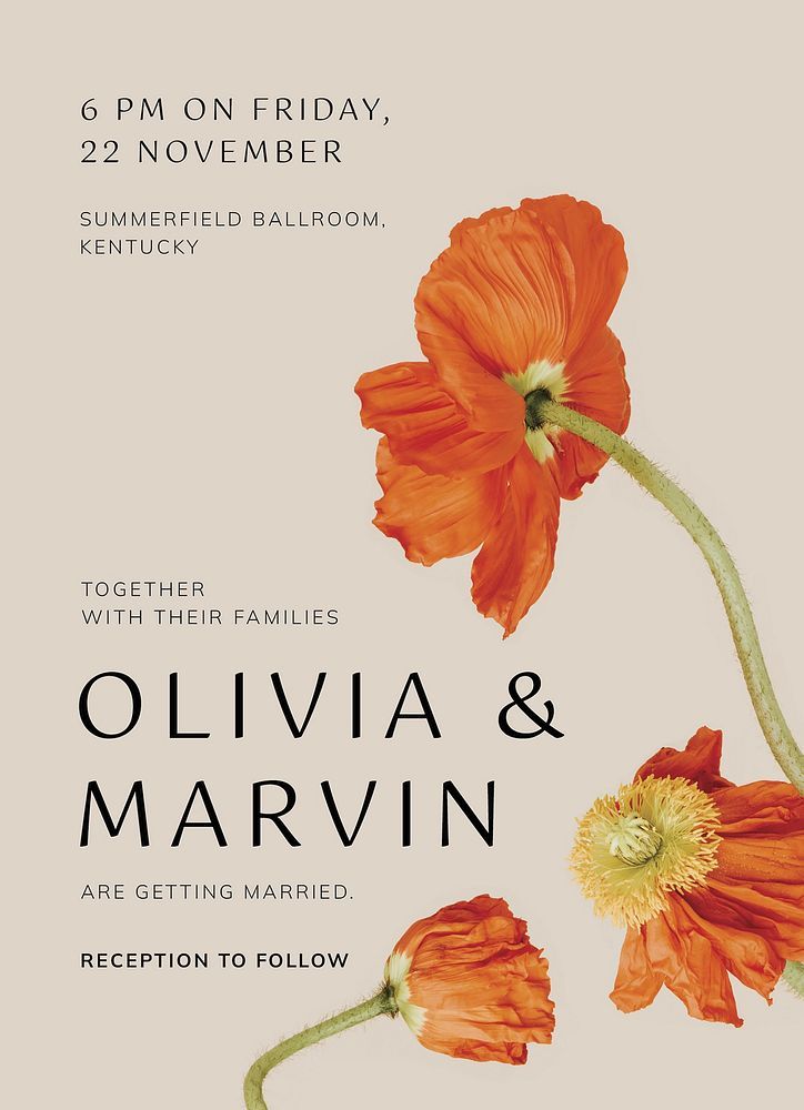 Wedding Reception Invitation Card Template