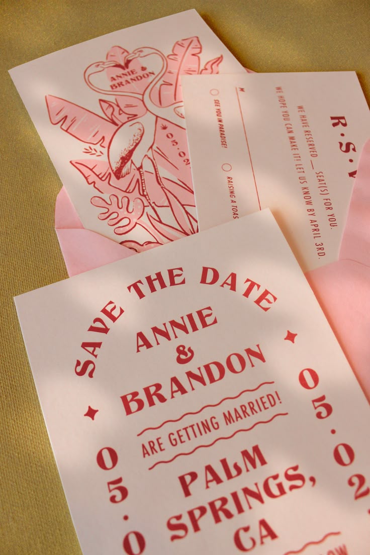 A Pink And Rust Themed Palm Springs Wedding Invitation Suite Invitation Design Wedding
