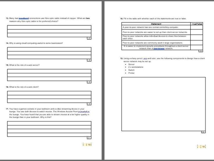 Computer Networks Connections And Protocols End Of Unit Assessment Teaching Resources