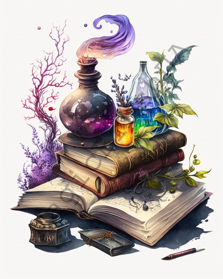 Fantasy Books 27 Portraits Set Magic Items Clipart Commercial Digital Download Magic Books