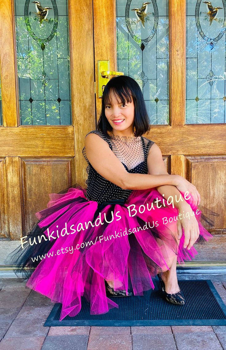 Adult Tutu Hot Pink And Black Layered Tutu Skirt Adult Skirt Rave