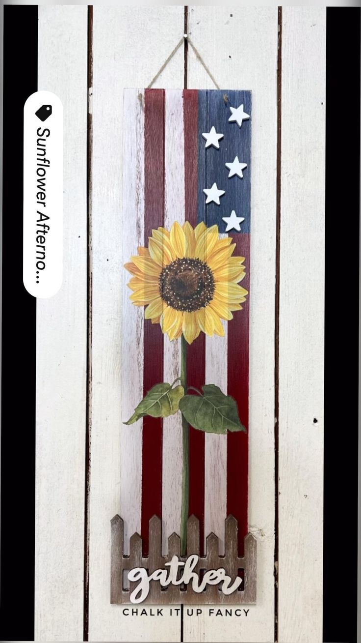 Americana Sunflower Wall Decor With Gather Wooden Sign