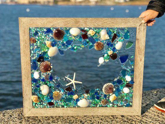 Large Beach Glass Coastal Windowmixed Media Sea Glass Mosaic Etsy Sea Glass Mosaic Sea