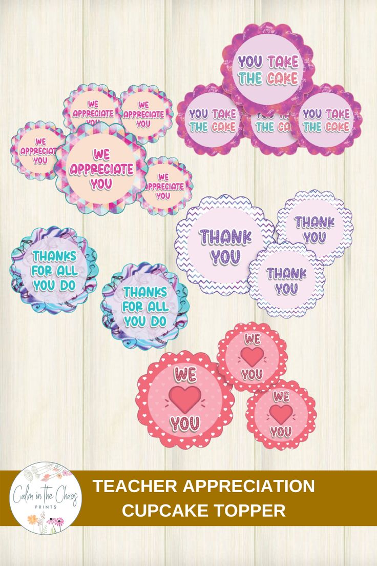 Teacher Appreciation Cupcake Toppers Thank You Cookie Tag Etsy