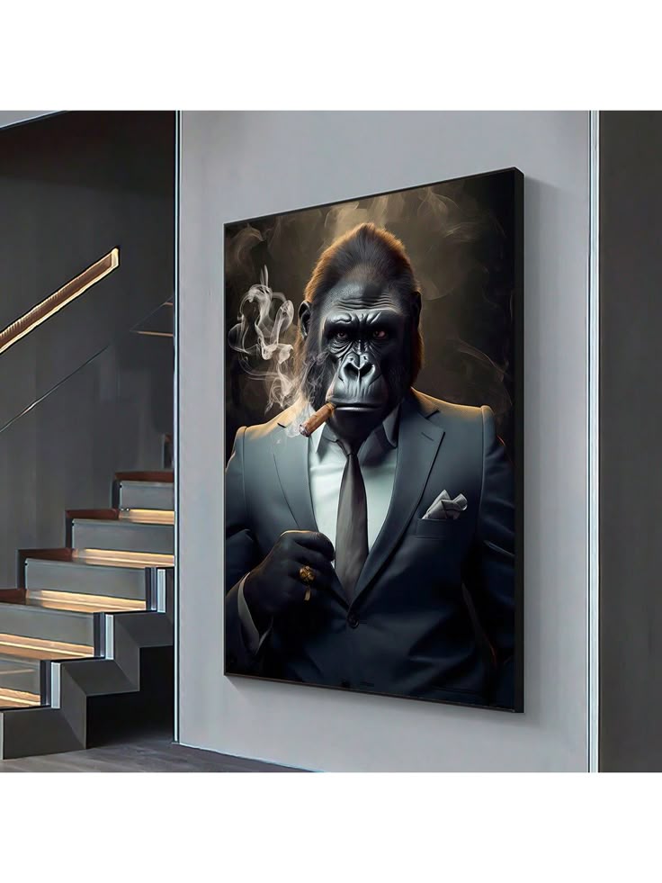 1pc Frameless Canvas Wall Art, Smoking Gorilla Canvas Wall Art, Gorilla ... 1pc Frameless Canvas Wall Art, Smoking Gorilla Canvas Wall Art, Gorilla ...