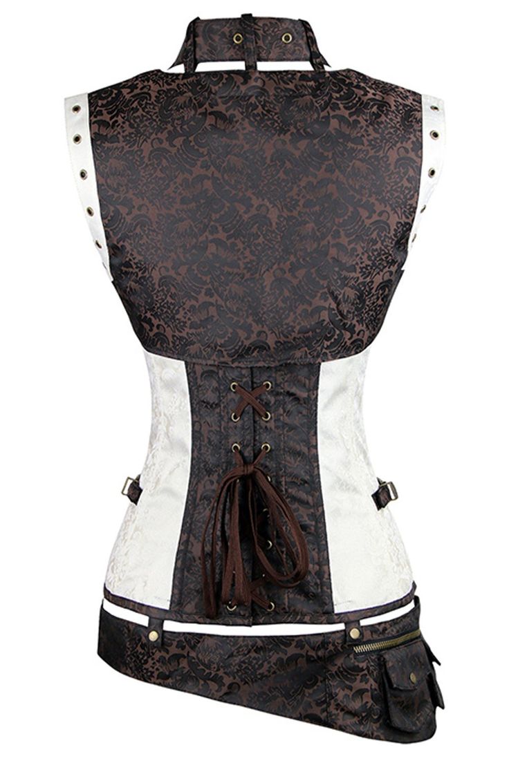 Atomic Two Toned Steel Boned Steampunk Overbust Corset Xl White