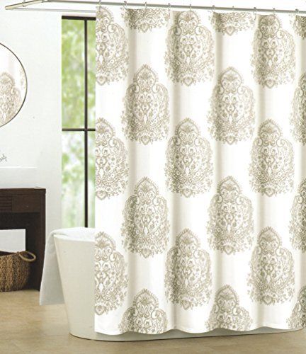 Tahari Luxury Cotton Blend Shower Curtain Khaki Beige Taupe Large China