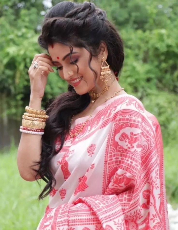 Bengali Saree Mou Dimples Serial Dreams White Quick Fashion Moda