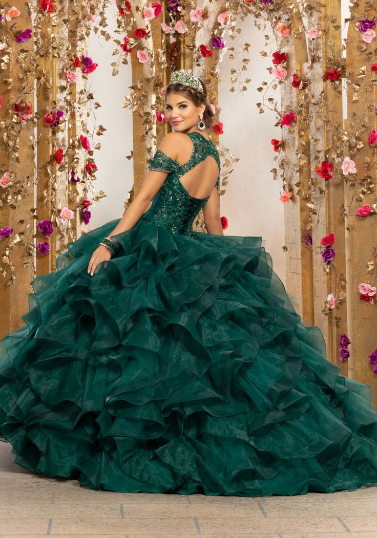Crystal Beaded Embroidery on a Flounced Organza and Tulle Ballgown ... Crystal Beaded Embroidery on a Flounced Organza and Tulle Ballgown ...