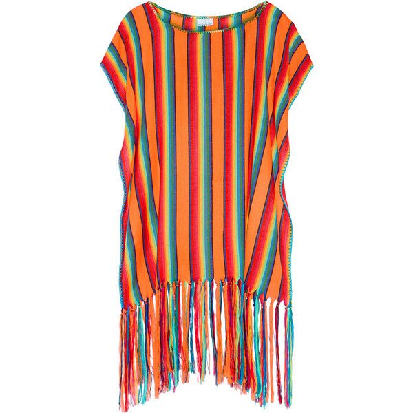 Miguelina Vega Striped Knitted Poncho 400 Liked On Polyvore Featuring Outerwear Dresses Red