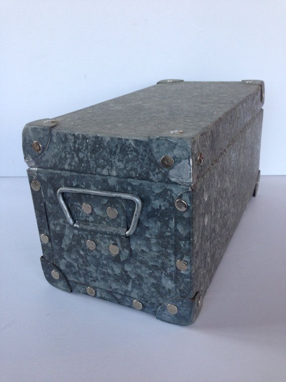 Sale Vintage Galvanized Metal Box With Removeable Lid And Etsy