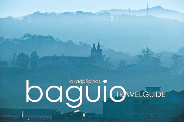 the words baguio travel guide are in front of a foggy cityscape the words baguio travel guide are in front of a foggy cityscape