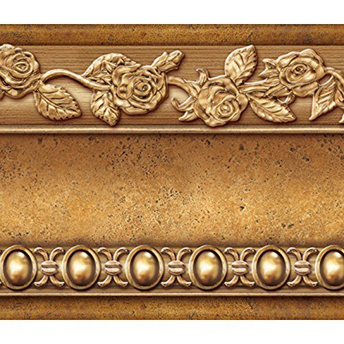 Flower Molding Peel And Stick Wall Border Easy To Apply Gold Brown