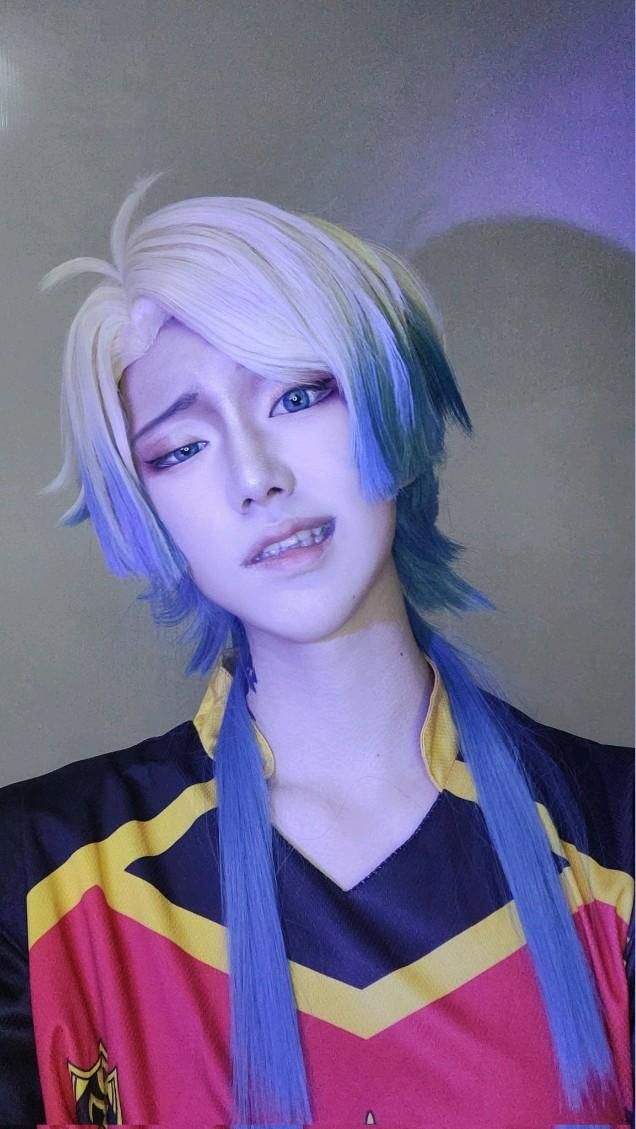 Kaiser Blue Lock Riasan Cosplay Gambar Wajah Mawar Biru