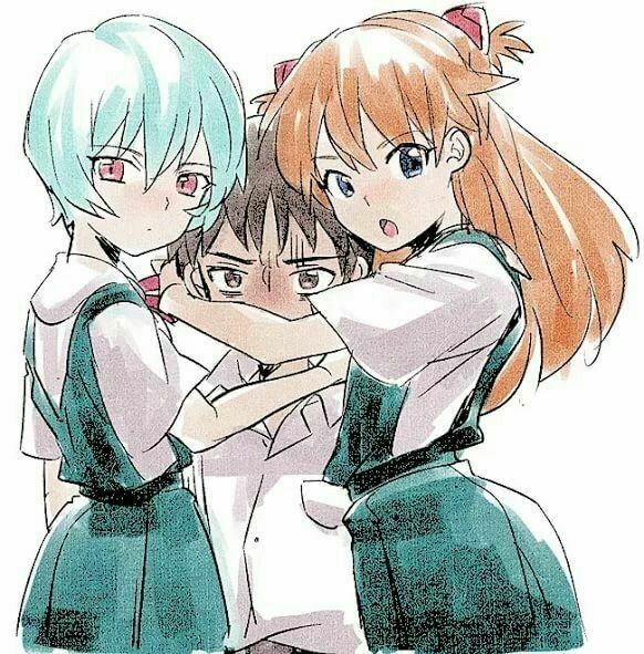 Ayanami And Shinji And Asuka Neon Evangelion Neon Genesis Evangelion
