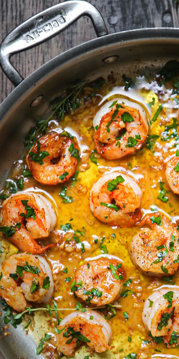Shrimp With Garlic Lemon Butter Herb Sauce Lemon Shrimp Recipes Shrimp Recipes Easy Buttered