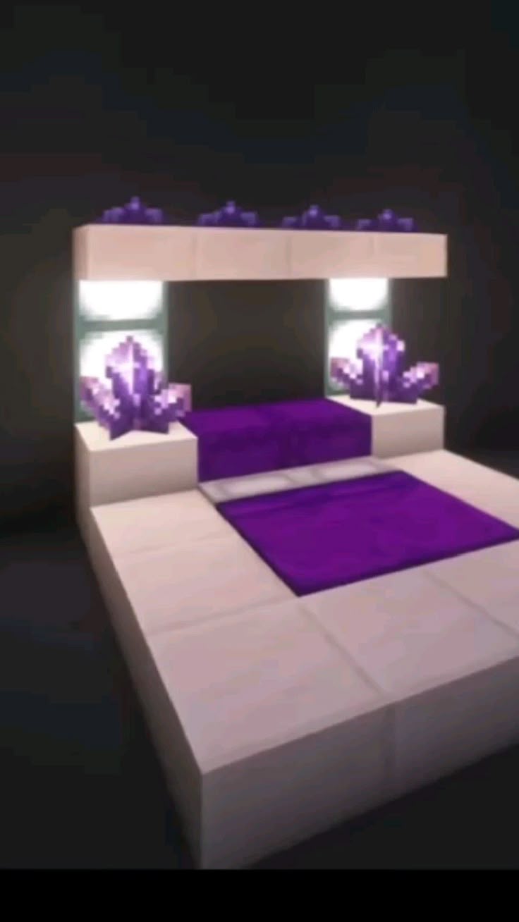 Amethyst Bed Idea Minecraft Minecraft Bedding Minecraft Bedroom Bedroom Ideas Minecraft