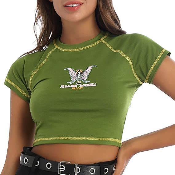 Graphic Print Crop Top For Women And Teen Girls