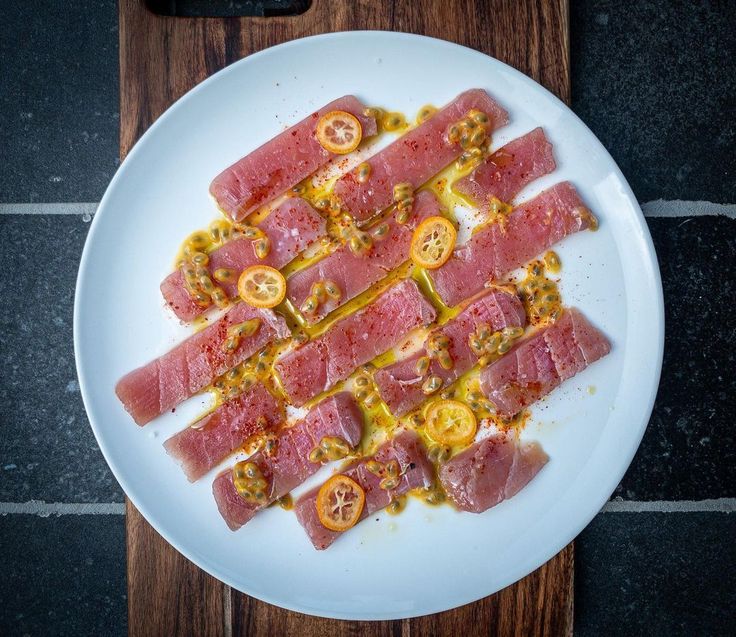 Restaurantessa On Instagram Raw Tuna With Passion Fruit Kumquat Yuzu Juice Hemp Oil