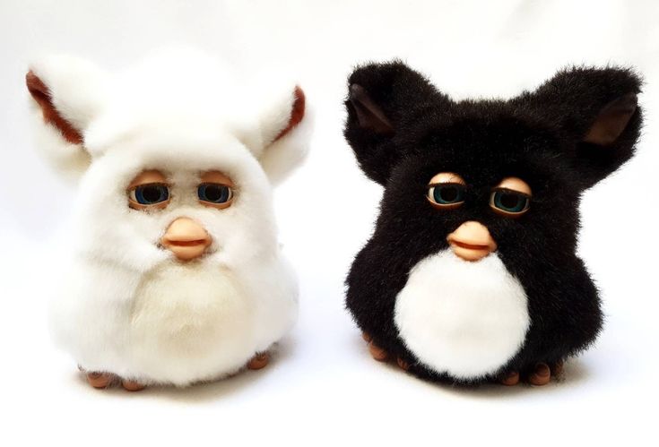 Adopt Me Emoto Tronic Furby 2005 Model 59294 Charcoal Black And White Fur Blue Eyes Furby Plush