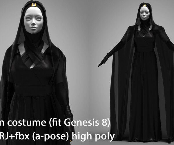 Artstation Nun Costume Clo3d Marvelous Designer High Poly Fit Genesis 8 Resources