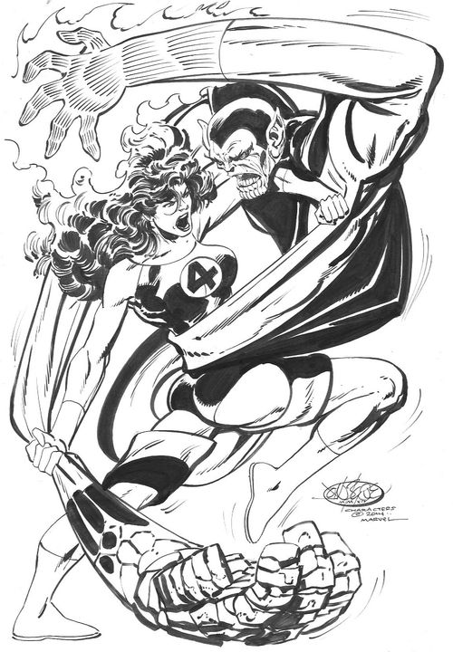 She Hulk Vs Super Skrull Commission By John Byrne 2014 Comic Book Artwork Comic Book Pages
