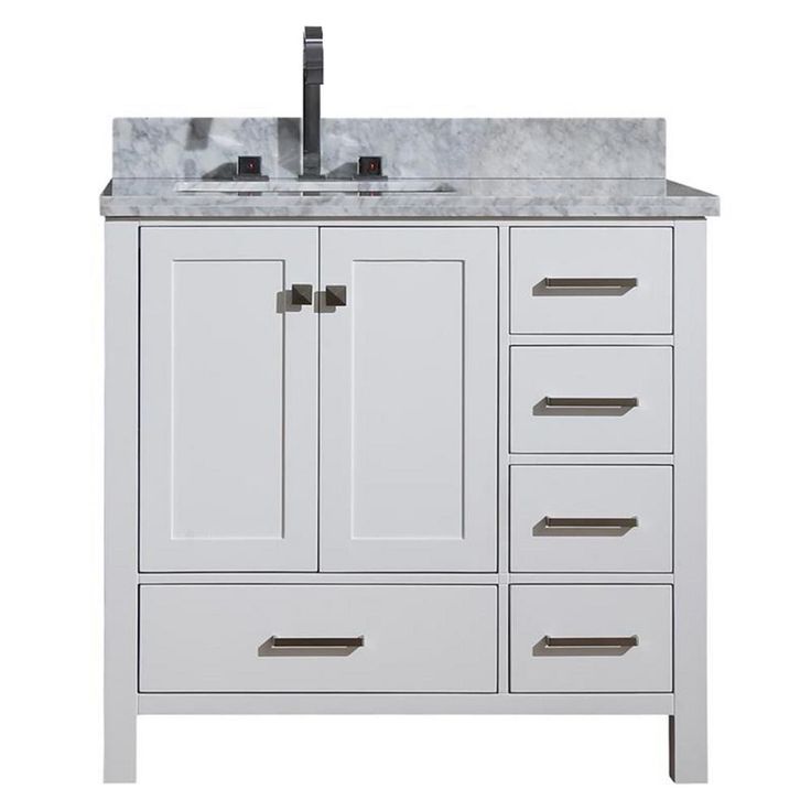 ARIEL Cambridge 37 in. W x 22 in. D x 36 in. H Bath Vanity in White ... ARIEL Cambridge 37 in. W x 22 in. D x 36 in. H Bath Vanity in White ...