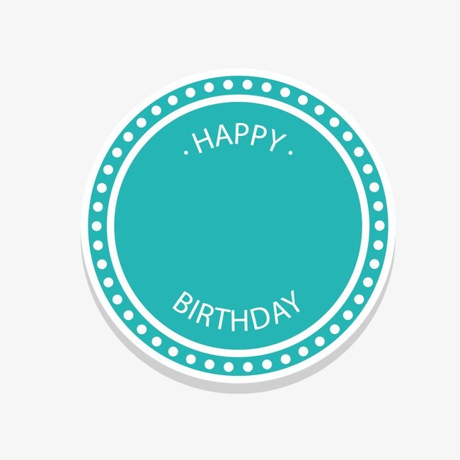 A Happy Birthday Sticker With The Words Happy On It In White And Teal