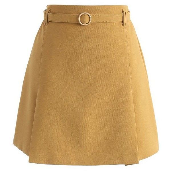 An Eye For Faddish Bud Skirt In Mustard Liked On Polyvore Featuring Skirts Brown Skirt Lined