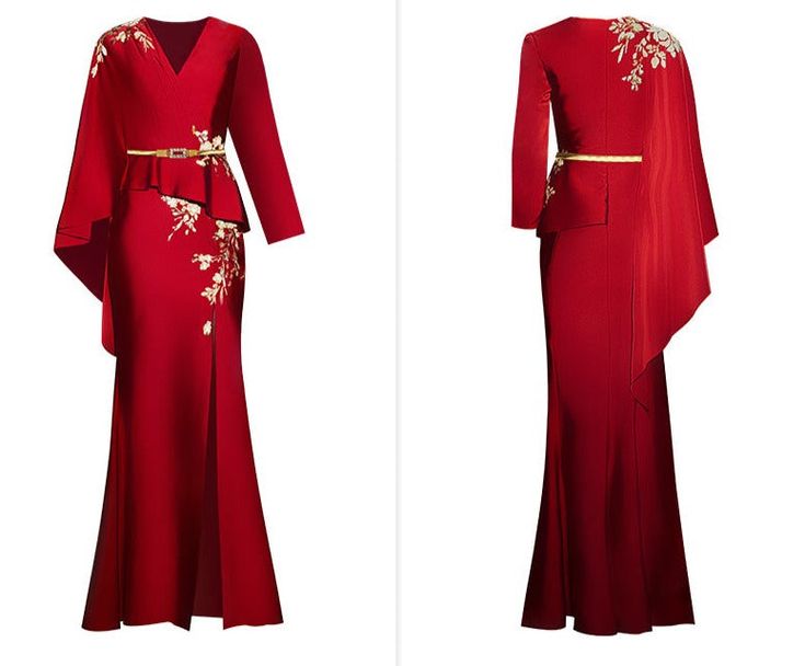 Red Wedding Dress High End Evening Dress New Banquet Dress Mother Skir