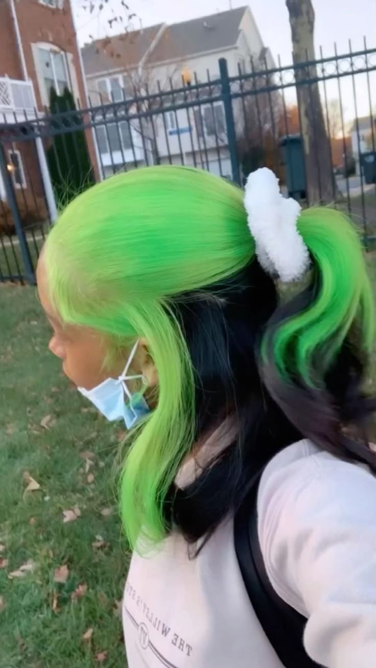Peekaboo Color 💚💖🖤🤎 Hair Styles Girl Hair Colors Dyed Hair