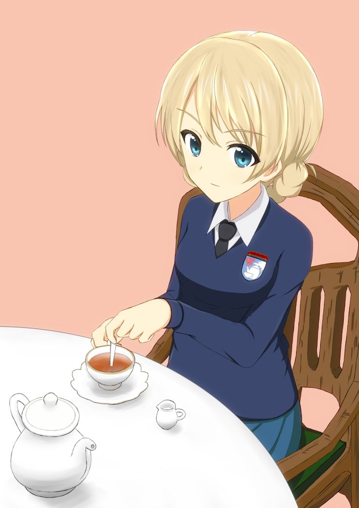 1girl Bangs Black Neckwear Blonde Hair Blue Eyes Blue Skirt Blue