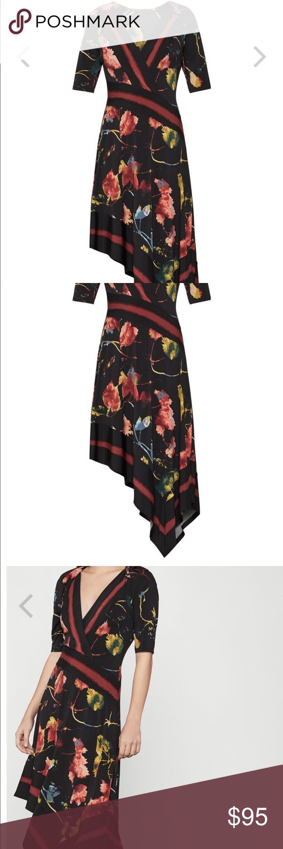 BCBGMaxAZria Floral Asymmetric Faux Wrap Dress | Bcbg red dress ... BCBGMaxAZria Floral Asymmetric Faux Wrap Dress | Bcbg red dress ...