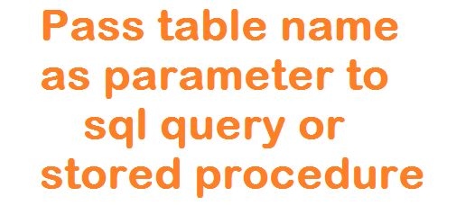 How To Pass Different Table Name As Parameter To Sql Server Stored Procedure Or Query To Get