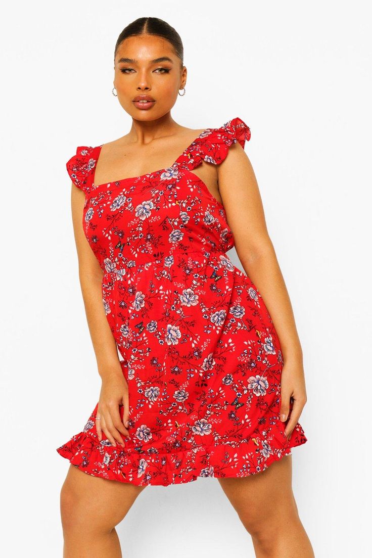 Plus Floral Ruffle Sundress Plus Size Summer Dresses Plus Size