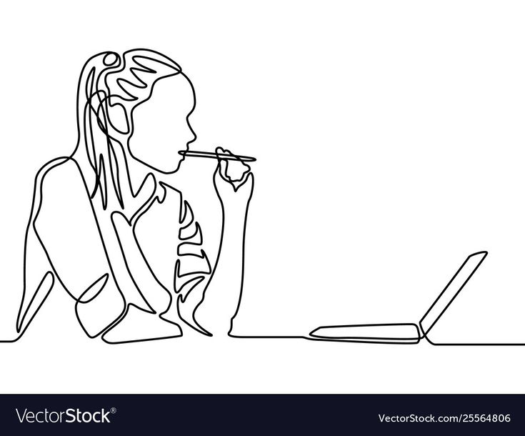 Thinking Girl Drawing