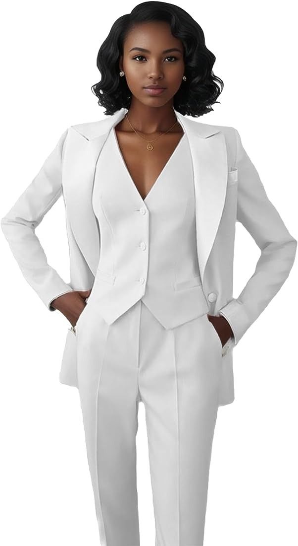 Allingentle Womens Suiting Business Casual Clothes For Women Tuxedo Suit Office Satin Pant