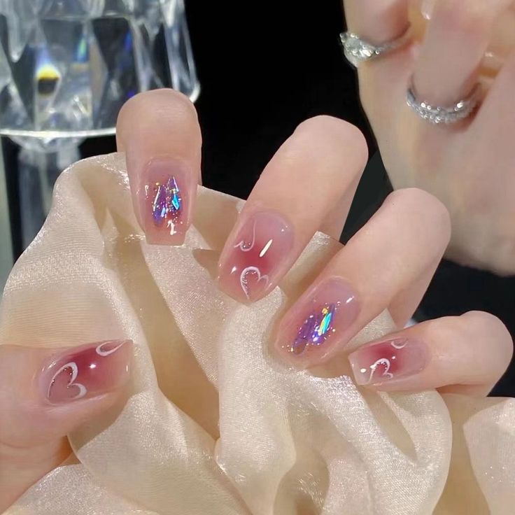 Churchf Roundsquare Head False Nails Rainbow Design Artificial Ballerina Fake Nails With Glue