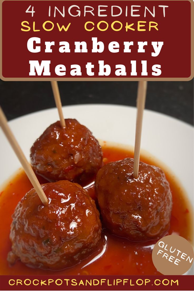 Crockpot Cranberry Meatballs 4 Ingredient Meatballs For Parties Or