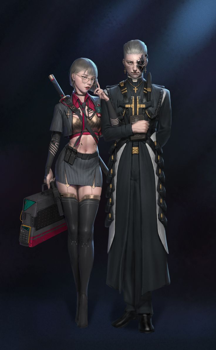 Artstation Cyberpunk Duo Sharpsim Ho Seong Kwon Character Design Girl Future Samurai