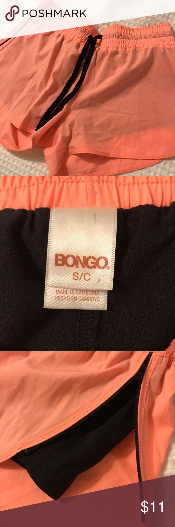 Neon Pink Bongo Shorts With Zipper And Tie