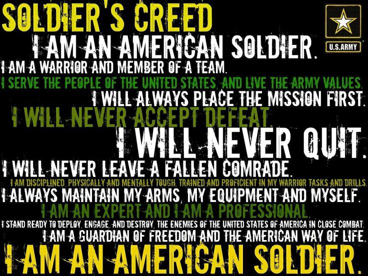 Soldiers Creed Soldiers Creed American Soldiers Army Values