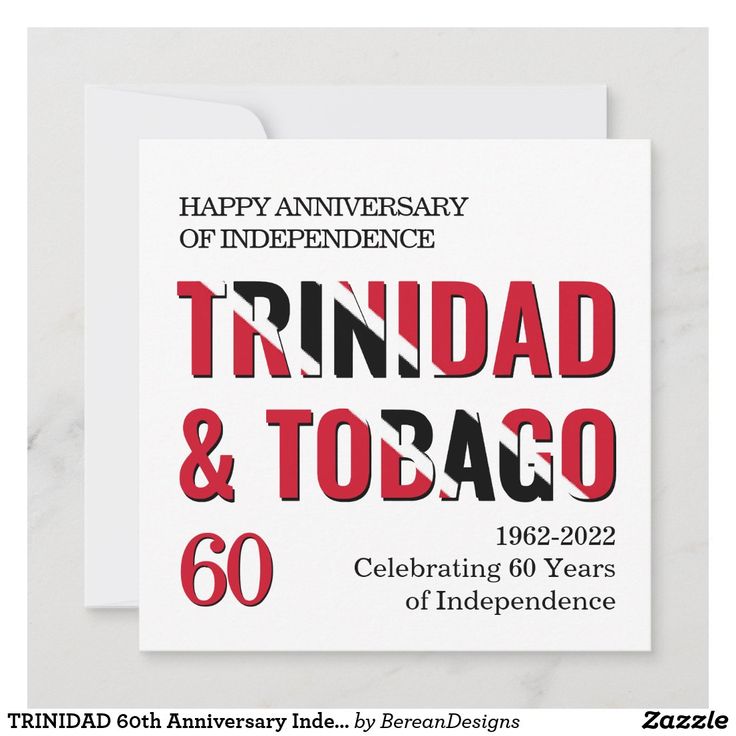 Trinidad 60th Anniversary Independence Card Zazzle 60th Anniversary