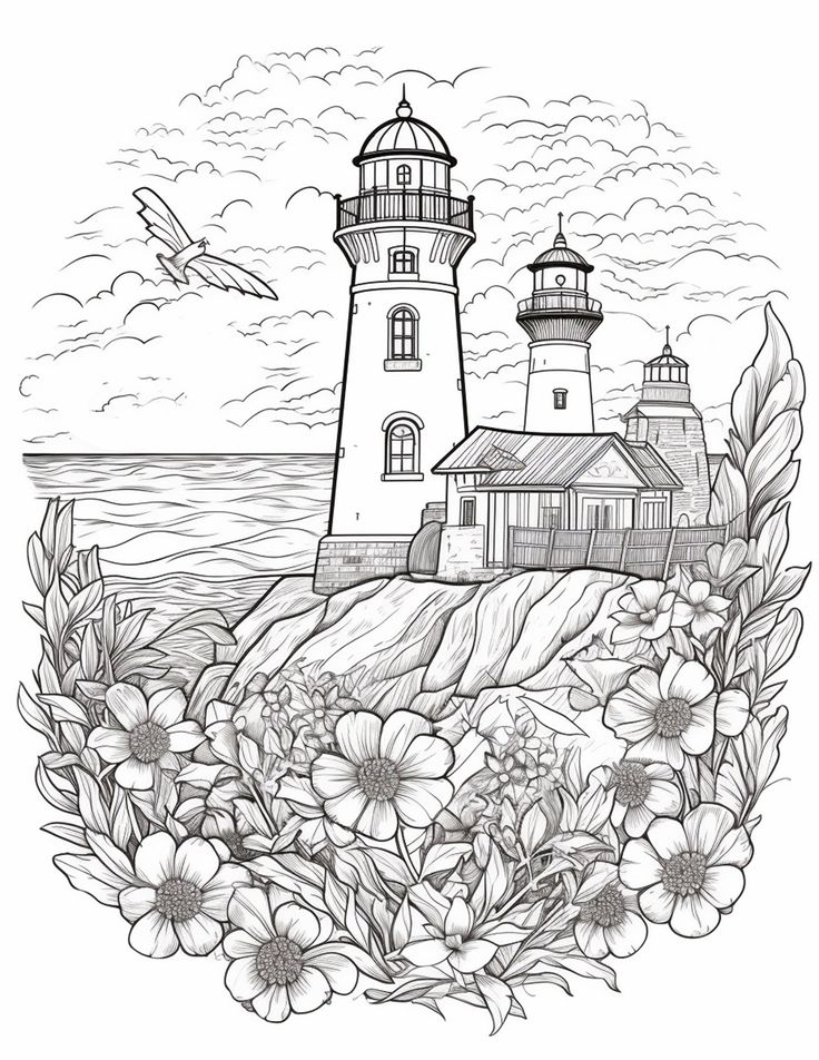 100 Printable Lighthouse Scene Coloring Pages For Adults Printable Pd