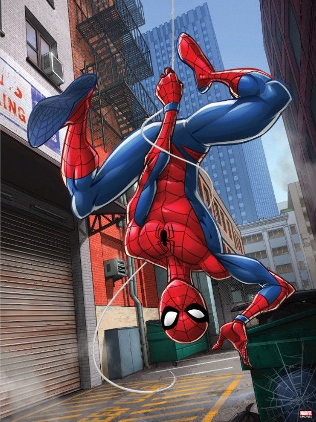 Spider Man Hanging Upside Down From Web Poster Zazzle